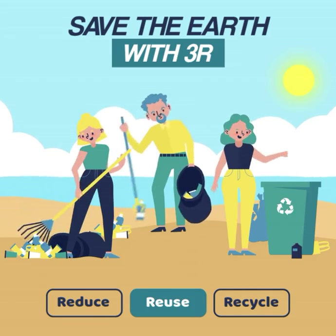 Aqua Joyful Reduce Reuse Recycle Instagram Post Template | PosterMyWall