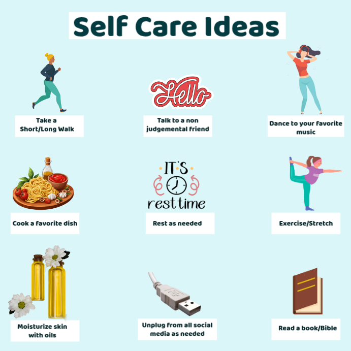Aqua Joyful Self Care Ideas Instagram Post Template | PosterMyWall
