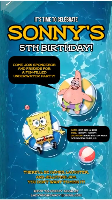 Aqua Joyful Spongebob Squarepants Birthday Theme Instagram Reel ...