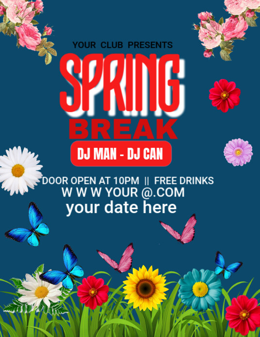 Aqua Joyful Spring Break Flyer (us Letter) Template | PosterMyWall