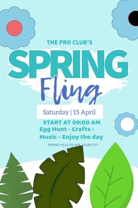 Aqua Joyful Spring Fling Poster Template | PosterMyWall