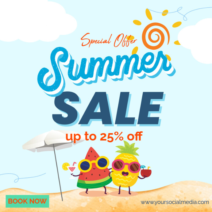 Aqua Joyful Summer Sale Instagram Post Template | PosterMyWall