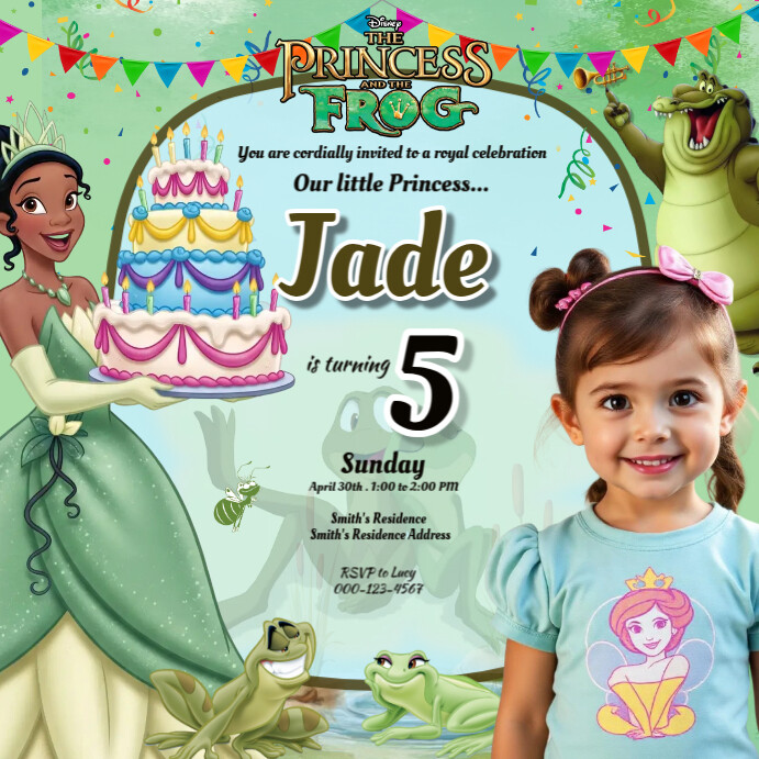 Aqua Joyful The Frog Princess Birthday Instagram Post Template ...
