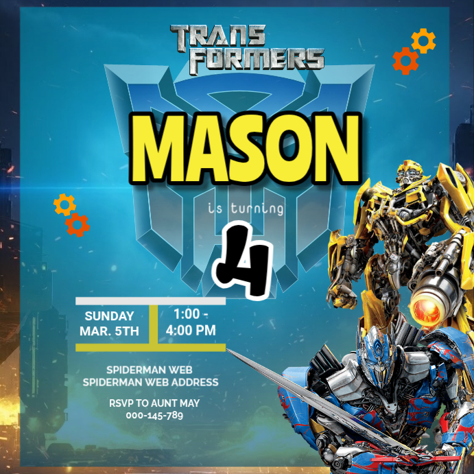 Aqua Joyful Transformer Birthday Instagram Post Template | PosterMyWall