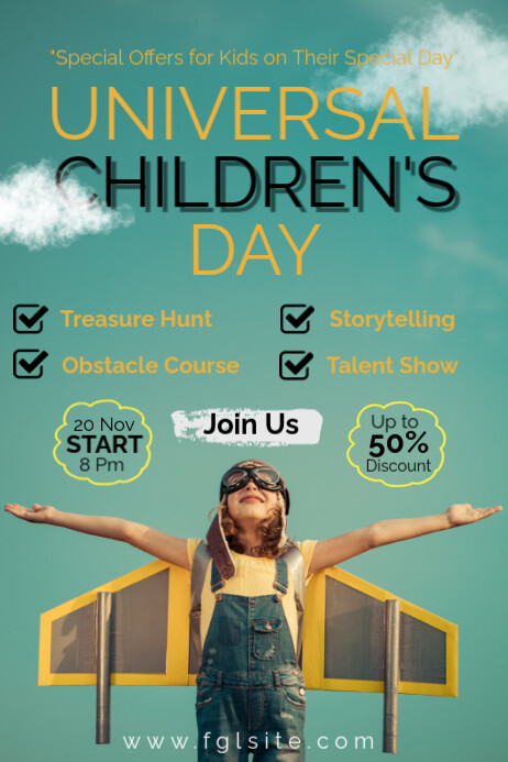 Copy of Aqua Joyful Universal Children Day Poster | PosterMyWall