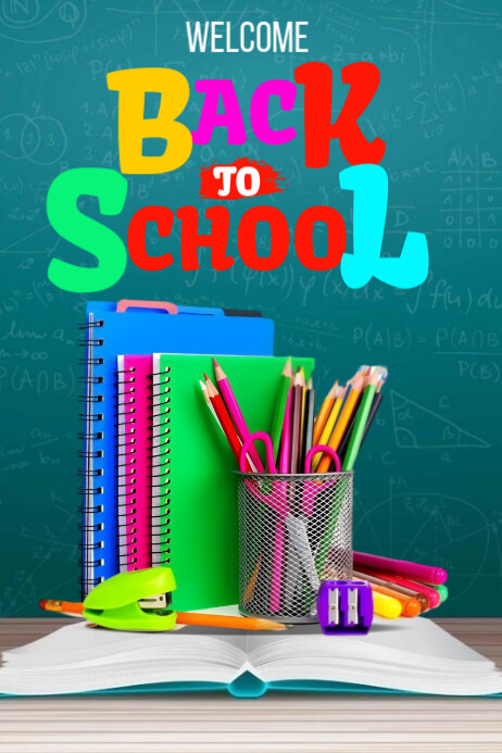 Aqua Joyful Welcome Back To School Poster Template | PosterMyWall