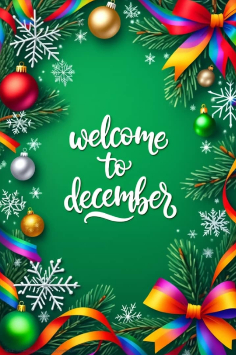 Aqua Joyful Welcome December Christmas Border Poster Template ...