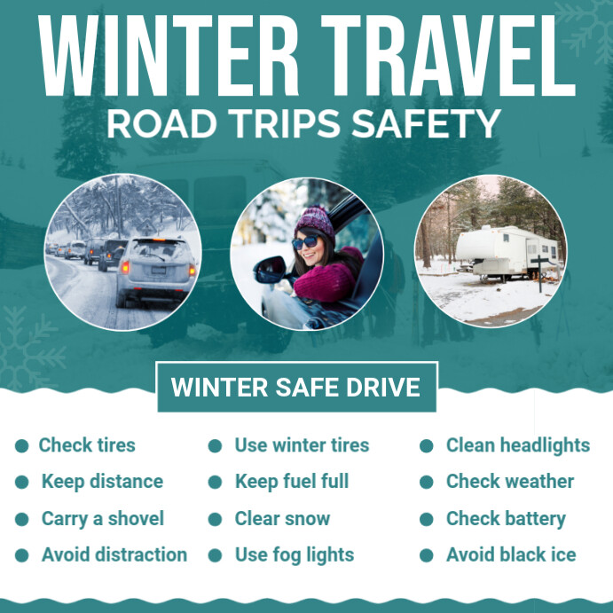Aqua Joyful Winter Travel Safety Tips Instagram Post Template | PosterMyWall