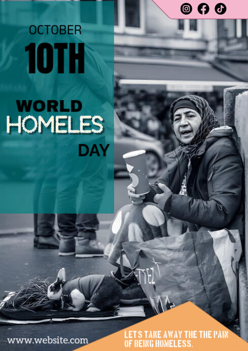 Aqua Joyful World Homeless Day A4 Template | PosterMyWall