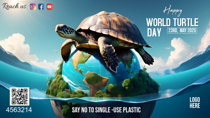 Copy of Aqua Joyful World Turtle Day Youtube Thumbnail | PosterMyWall