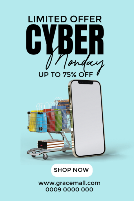 Aqua List-based Cyber Monday Poster Template | PosterMyWall