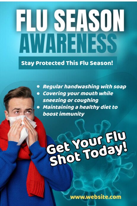 Aqua List-based Flu Season Awareness Poster Template | PosterMyWall