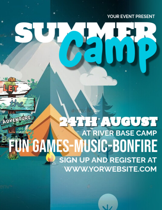 Aqua Maksimalis Summer Camp Pamflet (letter As) Template | PosterMyWall