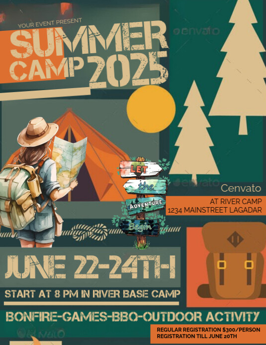 Plantilla de Aqua Maksimalis Summer Camp Pamflet (letter As) | PosterMyWall