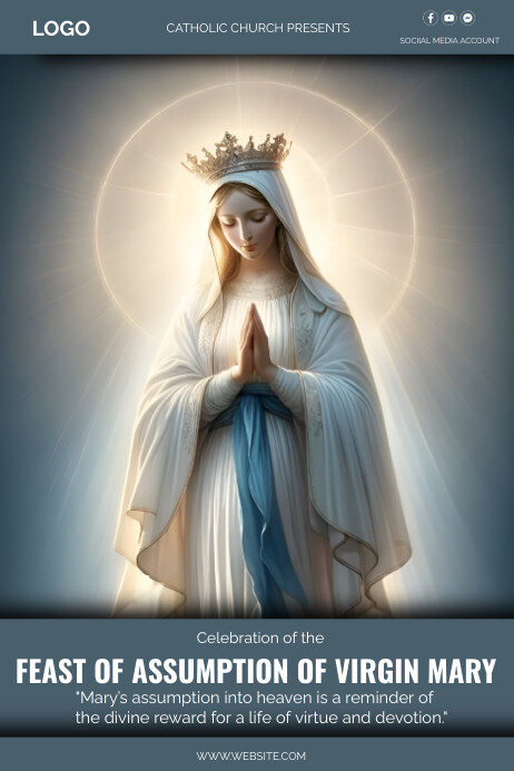 Aqua Maximalist Assumption Of Mary Poster Template | PosterMyWall