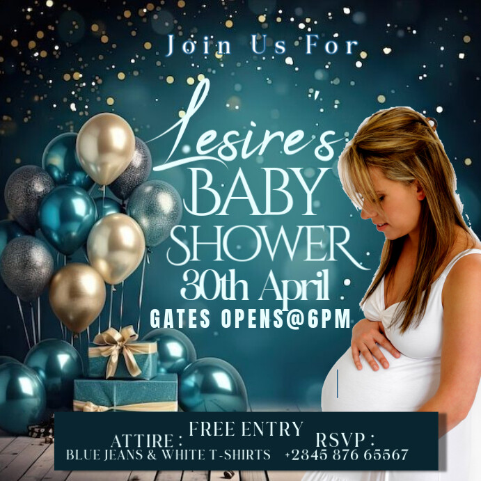 Aqua Maximalist Baby Shower Instagram Post Template | PosterMyWall