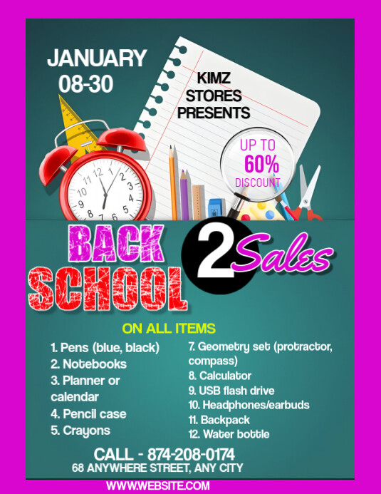Copy of Aqua Maximalist Back To School Sales Flyer (us Letter) | PosterMyWall