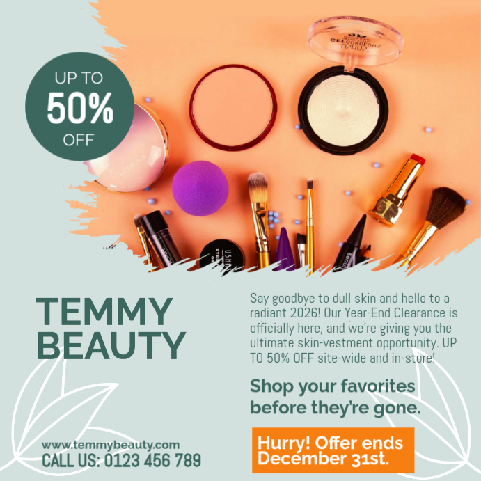 Aqua Maximalist Beauty Flyer Template Design Instagram Post | PosterMyWall