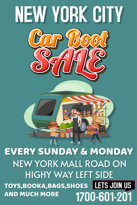 Aqua Maximalist Car Boot Sale Poster Template | PosterMyWall