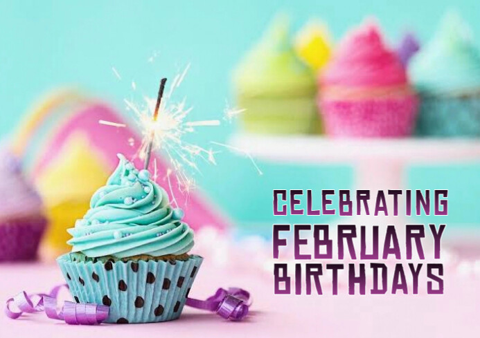 Aqua Maximalist Celebrating February Birthdays A4 Template | PosterMyWall