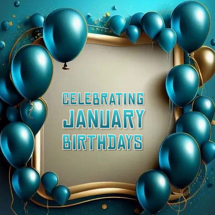 Aqua Maximalist Celebrating January Birthdays Instagram Post Template ...