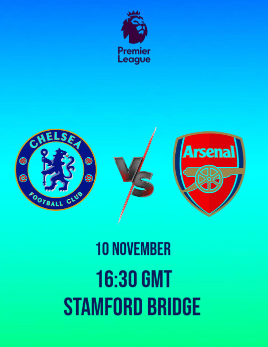 Aqua Maximalist Chelsea Vs Arsenal Flyer (us Letter) Template ...