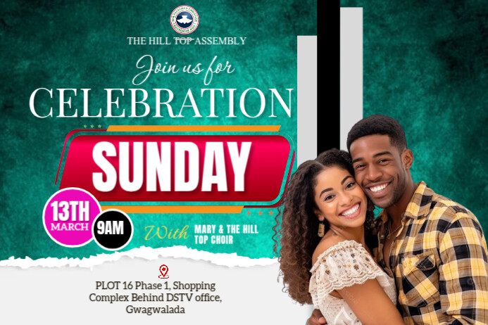 Aqua Maximalist Church Banner 4' × 6' Template | PosterMyWall