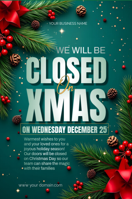 Aqua Maximalist Closed For The Holidays Poster Template | PosterMyWall
