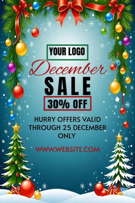 Aqua Maximalist December Sale Poster Design Poster Template | PosterMyWall