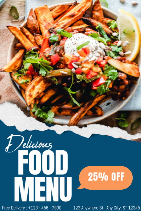 Plantilla de Aqua Maximalist Delecious Food Menu Poster | PosterMyWall