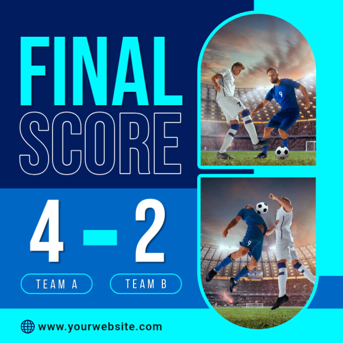 Aqua Maximalist Final Score Instagram Post Template | PosterMyWall