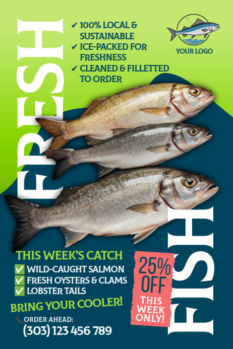 Copy of Aqua Maximalist Fresh Fish Market Poster | PosterMyWall