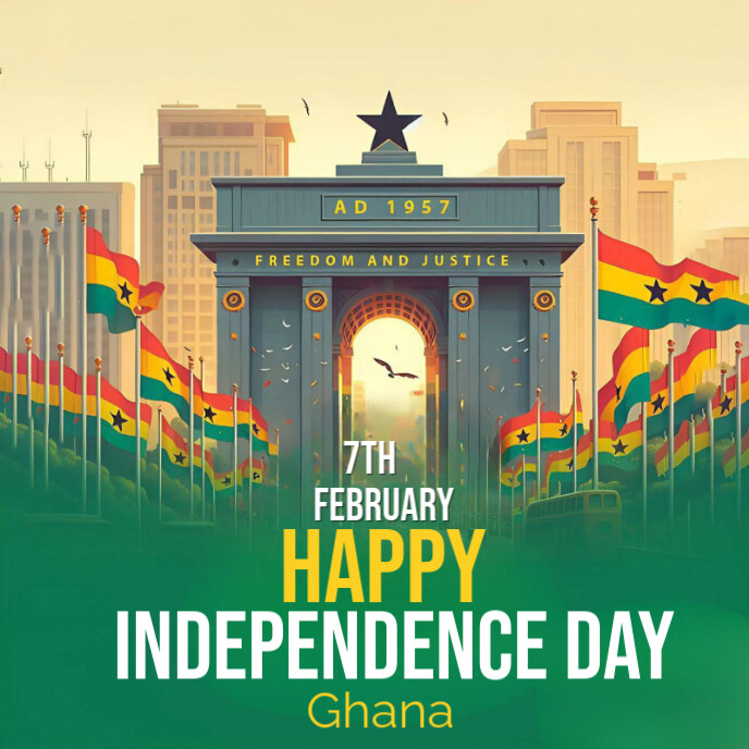 Aqua Maximalist Ghana Independence Day Album Cover Template | PosterMyWall