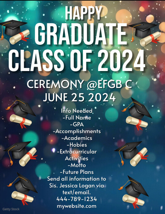 Aqua Maximalist Graduation Ceremony Flyer (us Template | PosterMyWall