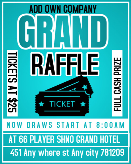 Aqua Maximalist Grand Raffle Ticket Poster Instagram Portrait Template ...