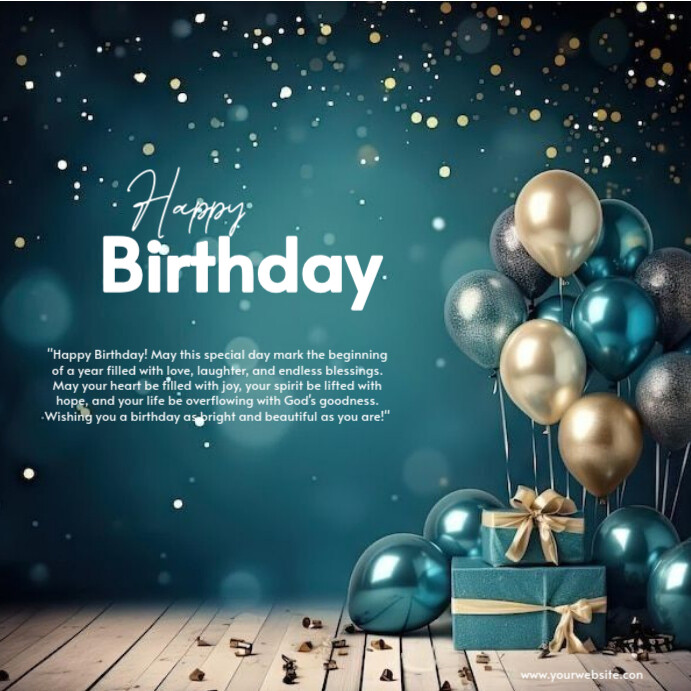 Aqua Maximalist Happy Birthday Greeting Card/wishes Instagram Post ...