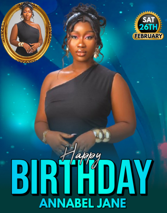 Aqua Maximalist Happy Birthday Poster/wallboard Template | PosterMyWall