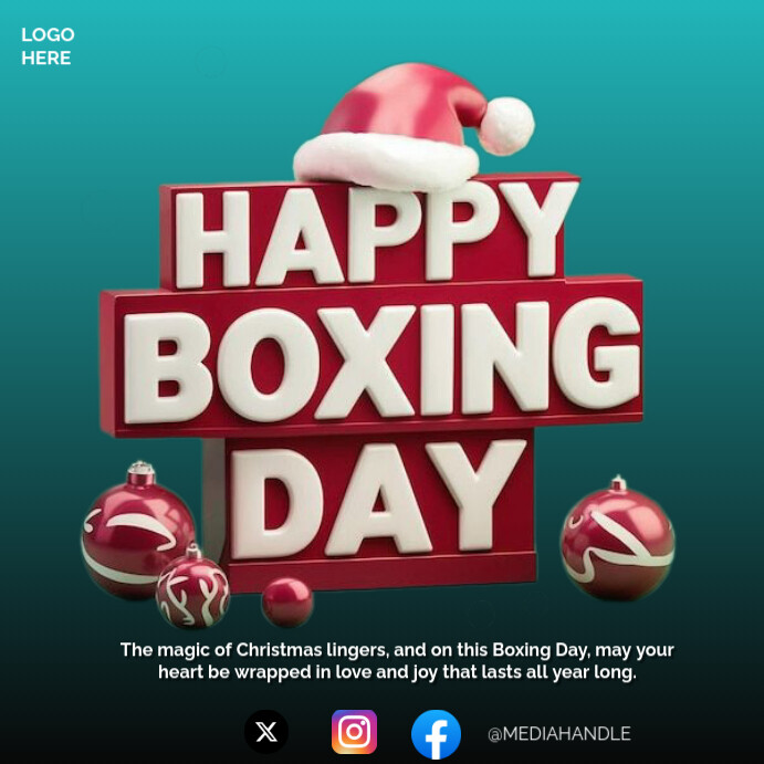 Aqua Maximalist Happy Boxing Day Instagram Post Template | PosterMyWall