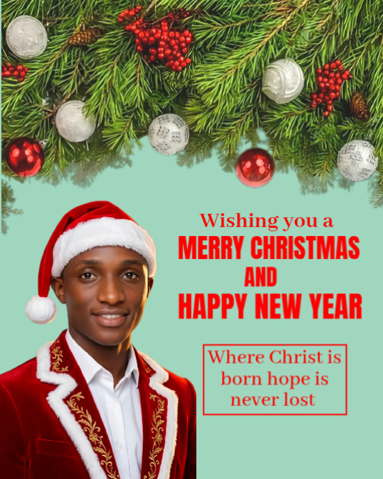 Aqua Maximalist Happy Christmas Instagram Portrait Template | PosterMyWall