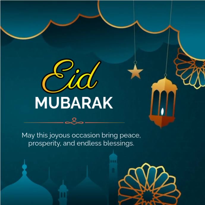 Plantilla de Aqua Maximalist Happy Eid Mubarak Celebration Instagram ...