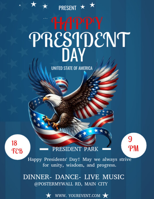 Aqua Maximalist Happy President Day Flyer (us Letter) Template ...