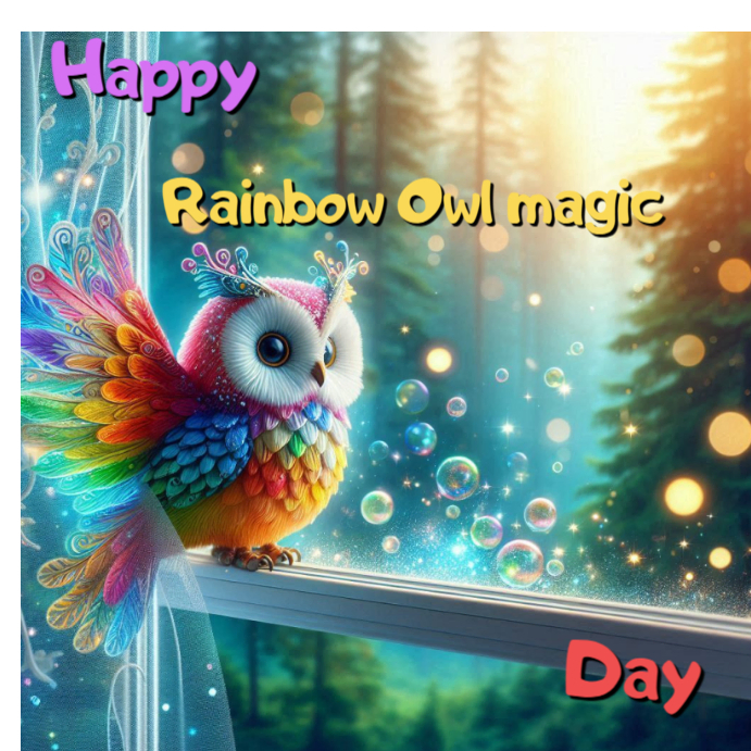 Aqua Maximalist Happy Rainbow Owls Day Instagram Post Template ...