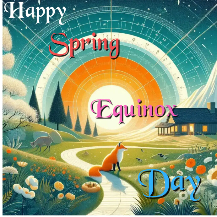 Aqua Maximalist Happy Spring Equinox Day Instagram Post Template ...