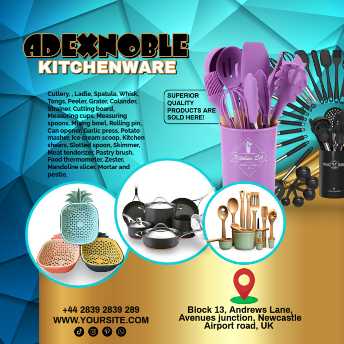 Copy of Aqua Maximalist Kitchenware Business Advert Flyer Instagram ...