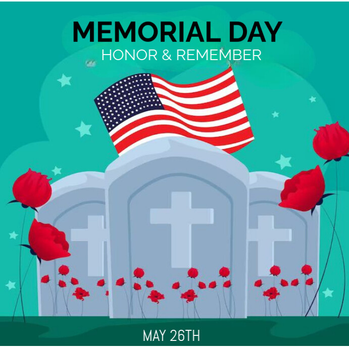 Copy of Aqua Maximalist Memorial Day Instagram Post | PosterMyWall