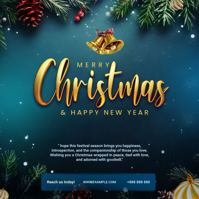 Aqua Maximalist Merry Christmas And Happy New Year Instagram Post ...