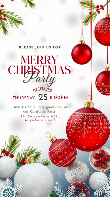 Aqua Maximalist Merry Christmas Party Invitation Whatsapp Status ...