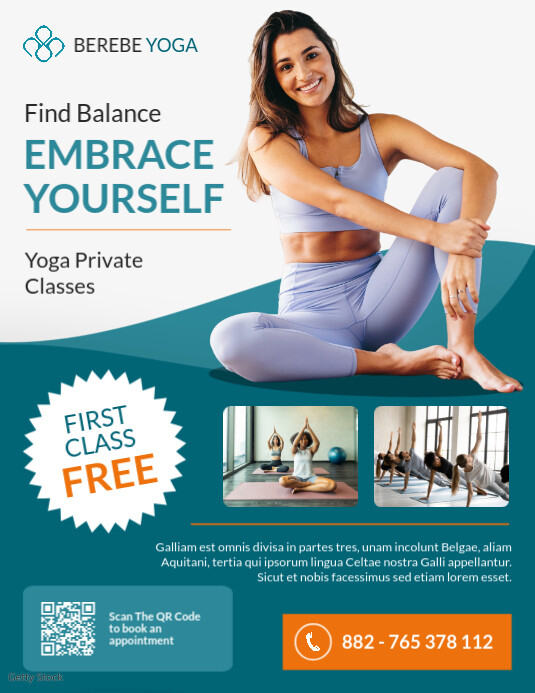 Aqua Maximalist Modern Green And White And Orange Minimal Yoga Lessons ...