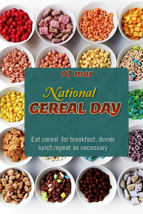 Copy of Aqua Maximalist National Cereal Day Poster | PosterMyWall