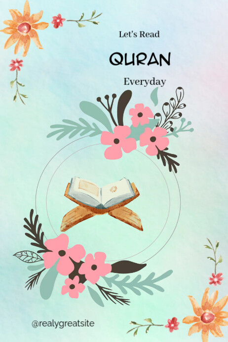 Aqua Maximalist Read Quran Poster Template | PosterMyWall